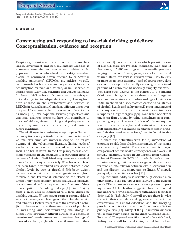 Constructing and responding to low-risk drinking guidelines ...