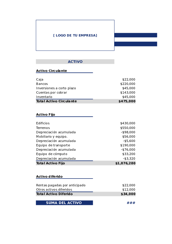 (XLS) Formato de Balance General