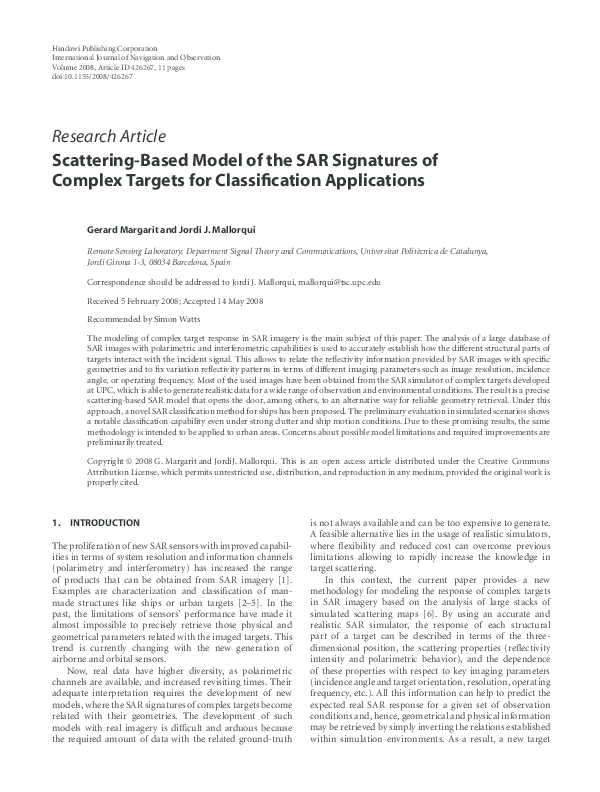 (PDF) Scattering-Based Model of the SAR Signatures of Complex Targets ...