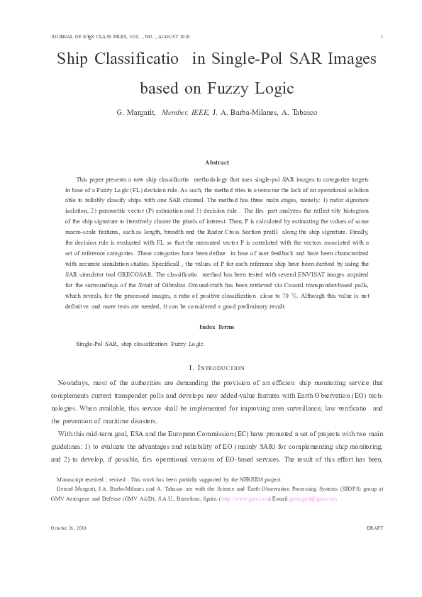 (PDF) Ship Classification in Single-Pol SAR Images Based on Fuzzy Logic