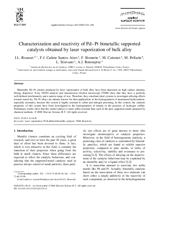 (PDF) Characterization and reactivity of Pd–Pt bimetallic supported ...