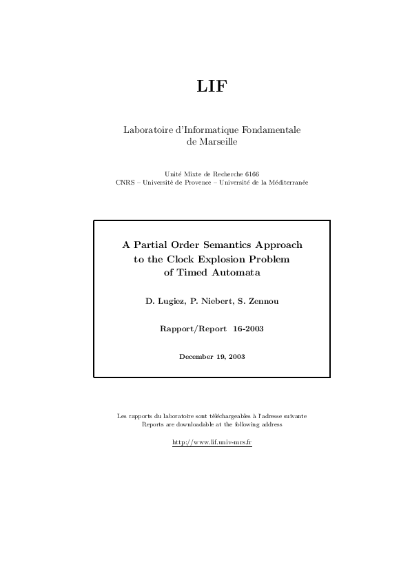 Pdf A Partial Order Semantics Approach To The Clock Explosion Problem Of Timed Automata