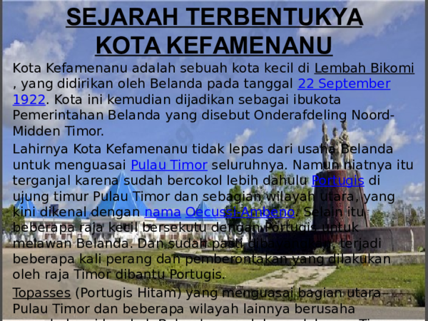 (PPT) SEJARAH TERBENTUKYA KOTA KEFAMENANU
