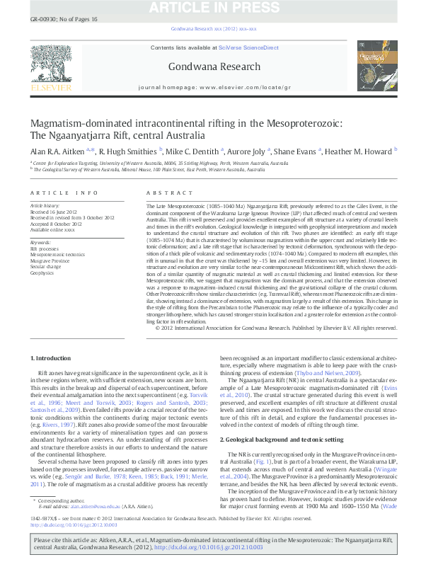 (PDF) Magmatism-dominated intracontinental rifting in the ...