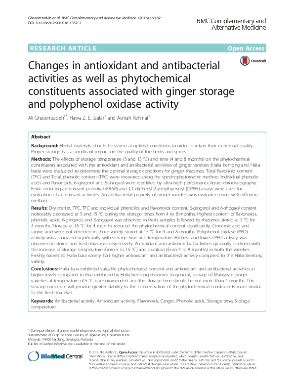 (PDF) Changes in antioxidant and antibacterial activities as well as phytochemical constituents ...