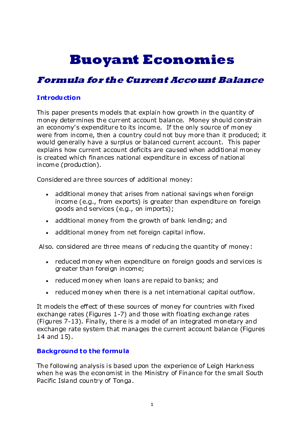 (PDF) Formula for the Current Account Balance