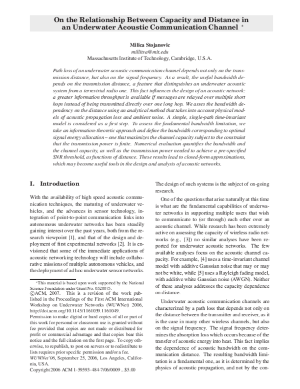 (PDF) On the relationship between capacity and distance in an ...