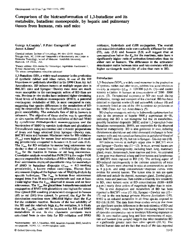(PDF) Comparison of the biotransformation of 1,3-butadiene and its ...