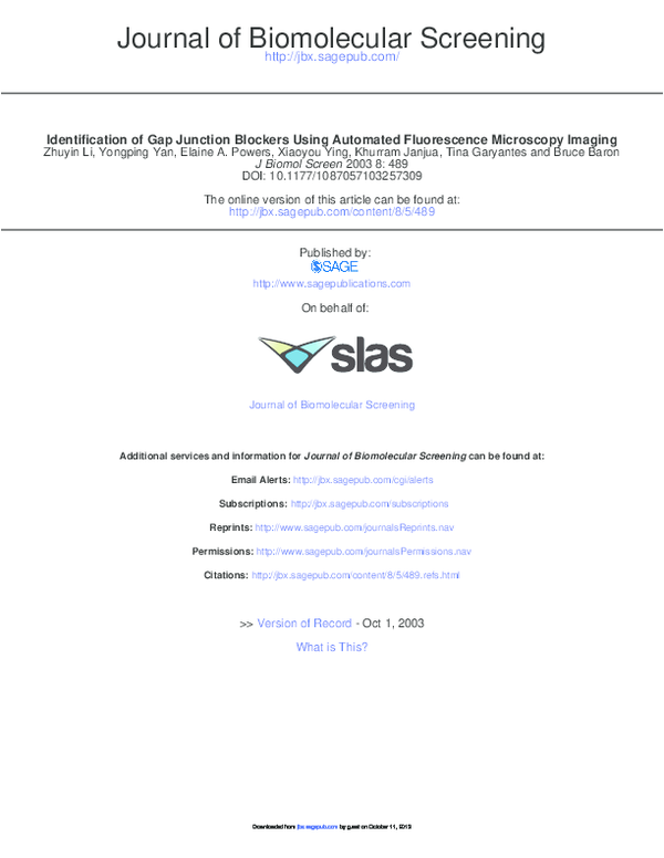 (PDF) Identification of Gap Junction Blockers Using Automated ...