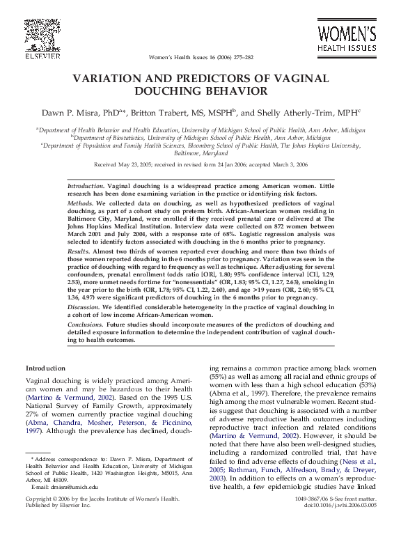 (PDF) Variation and predictors of vaginal douching behavior