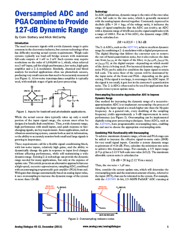 (PDF) Oversampled ADC and PGA Combine to Provide 127-dB Dynamic Range