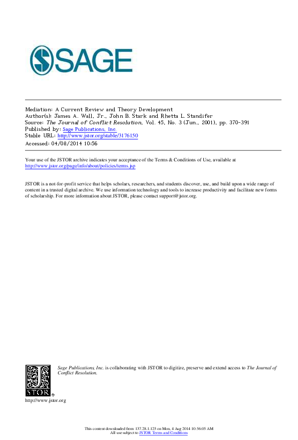 (PDF) MediationA Current Review and Theory Development