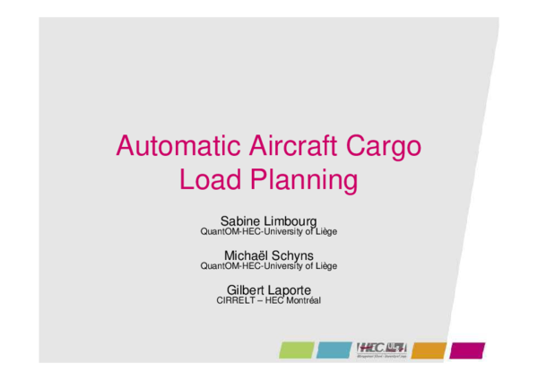 (PDF) Automatic aircraft cargo load planning