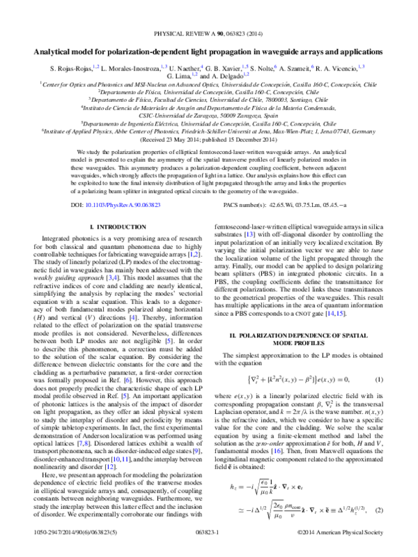 (PDF) Analytical model for polarization-dependent light propagation in waveguide arrays and ...