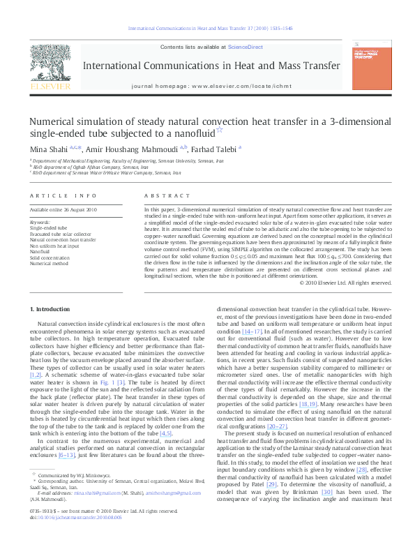 Pdf Numerical Simulation Of Steady Natural Convection Heat Transfer