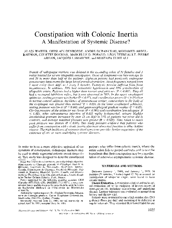 (PDF) Constipation with colonic inertia
