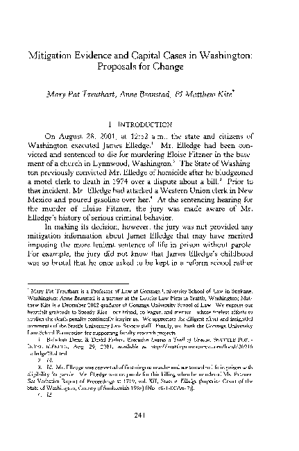 (PDF) Mitigation Evidence and Capital Cases in Washington: Proposals ...