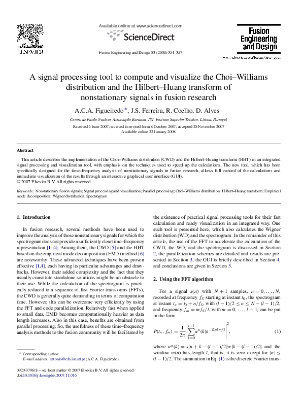 Pdf A Signal Processing Tool To Compute And Visualize The Choiwilliams Distribution And The