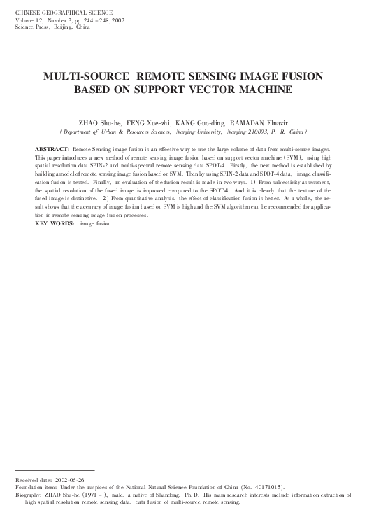 (PDF) SVM-Based Fusion of Multi-Source Remote Images