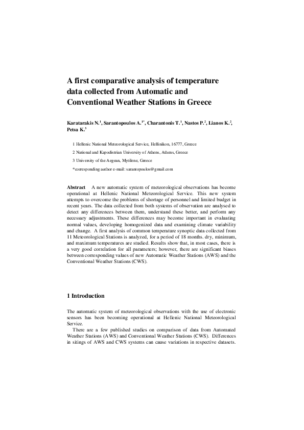 (DOC) A First Comparative Analysis of Temperature Data Collected from Automatic and Conventional ...
