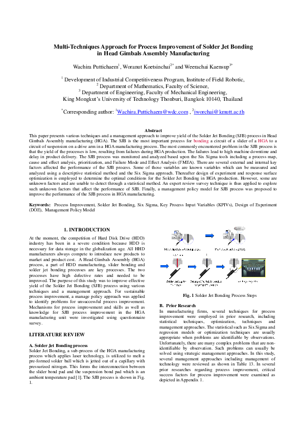 (PDF) Multi-Techniques Approach for Process Improvement of Solder Jet ...