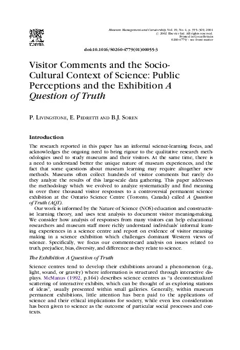 (PDF) Visitor Comments and the SocioCultural Context of Science: Public ...