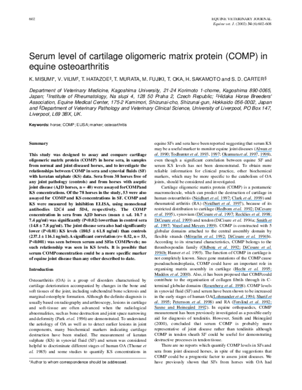(PDF) Serum level of cartilage oligomeric matrix protein (COMP) in ...