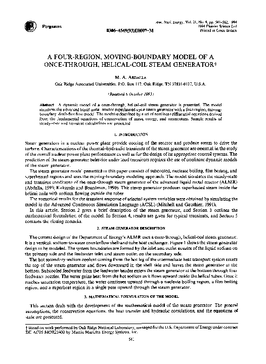 (PDF) A four-region, moving-boundary model of a once-through, helical ...