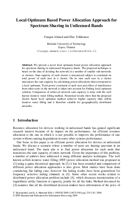 Pdf Local Optimum Based Power Allocation Approach For Spectrum Sharing In Unlicensed Bands