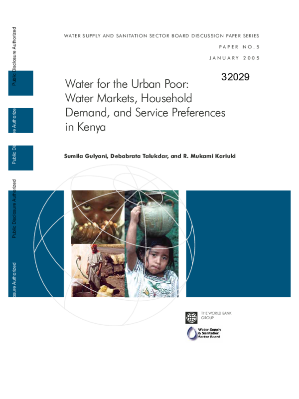 (PDF) Water for the Urban Poor: Water Markets Household Demand and ...