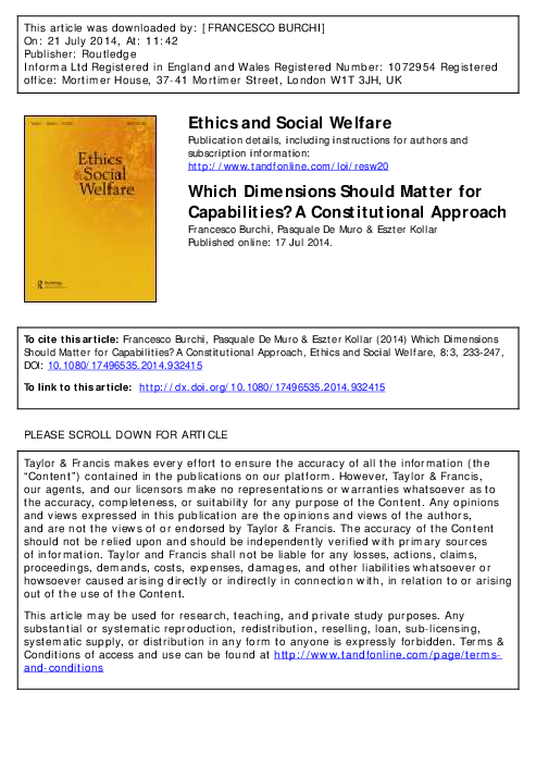 (PDF) Which Dimensions Should Matter for Capabilities? A Constitutional ...