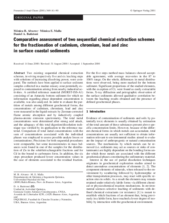 (PDF) Comparative assessment of two sequential chemical extraction ...