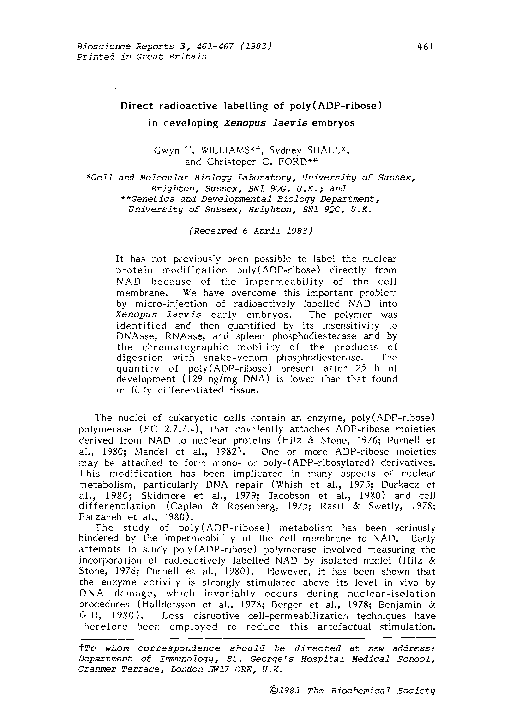 (PDF) Direct radioactive labelling of poly(ADP-ribose) in ...