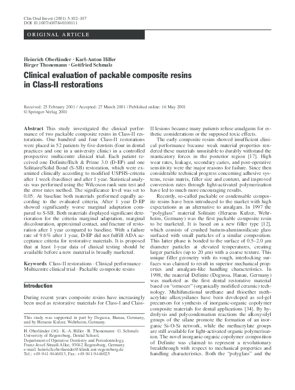 (PDF) Clinical evaluation of packable composite resins in Class-II ...