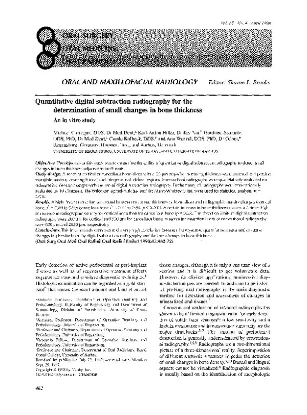 (PDF) Quantitative digital subtraction radiography for the ...
