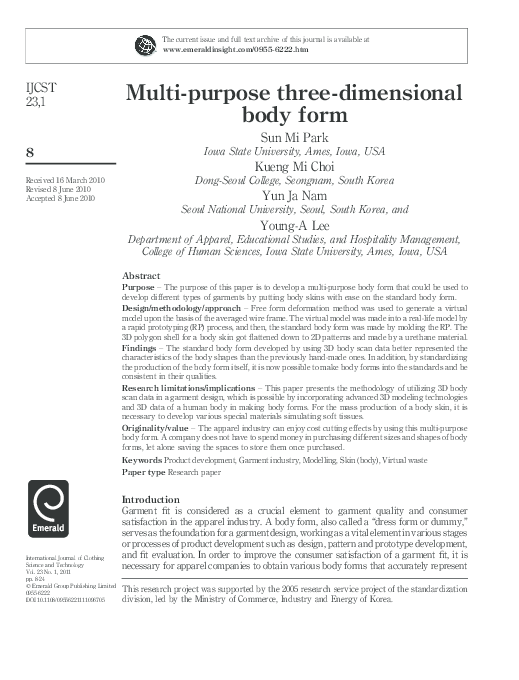 (PDF) Multi-purpose three-dimensional body form