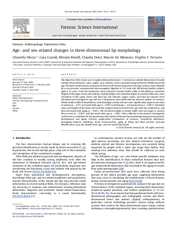 (PDF) Age and sex-related changes in three-dimensional lip morphology