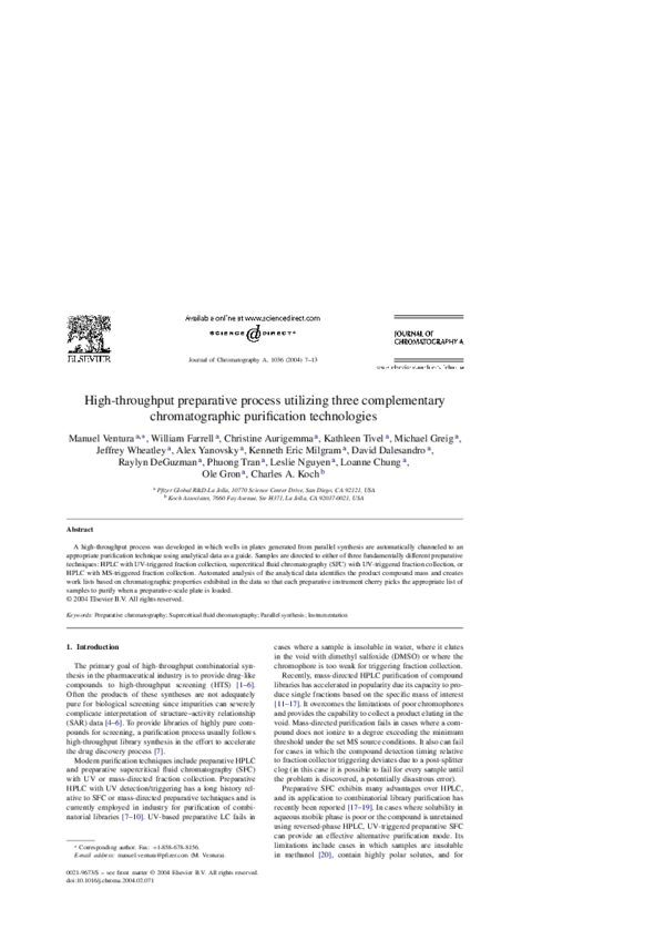 (PDF) High-throughput preparative process utilizing three complementary chromatographic ...