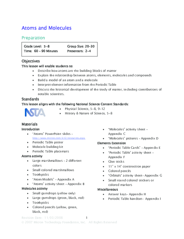 (PDF) Atoms and Molecules