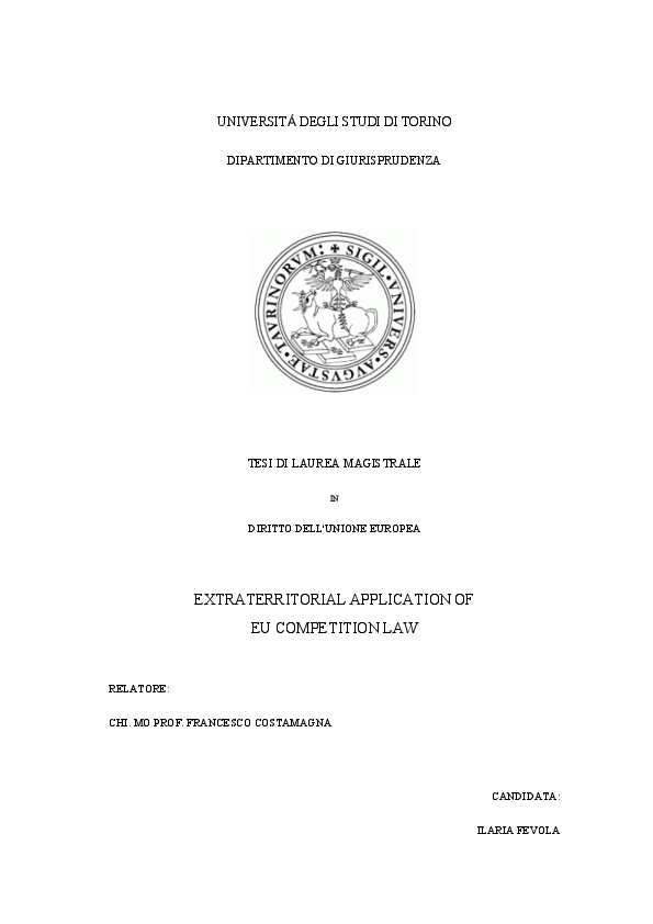 (PDF) EXTRATERRITORIAL APPLICATION OF EU COMPETITION LAW
