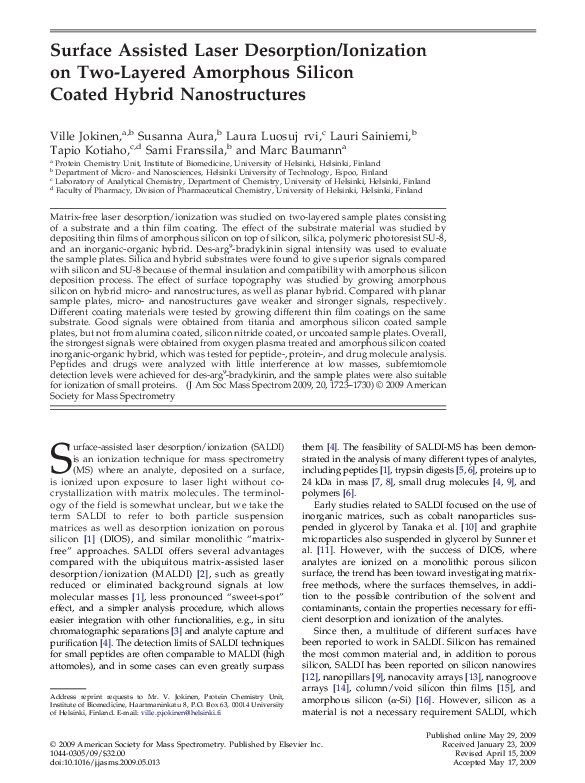 (PDF) Surface assisted laser desorption/ionization on two-layered ...