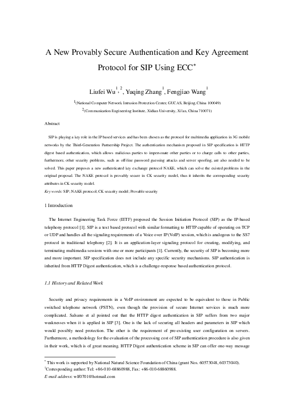 (PDF) A new provably secure authentication and key agreement mechanism ...