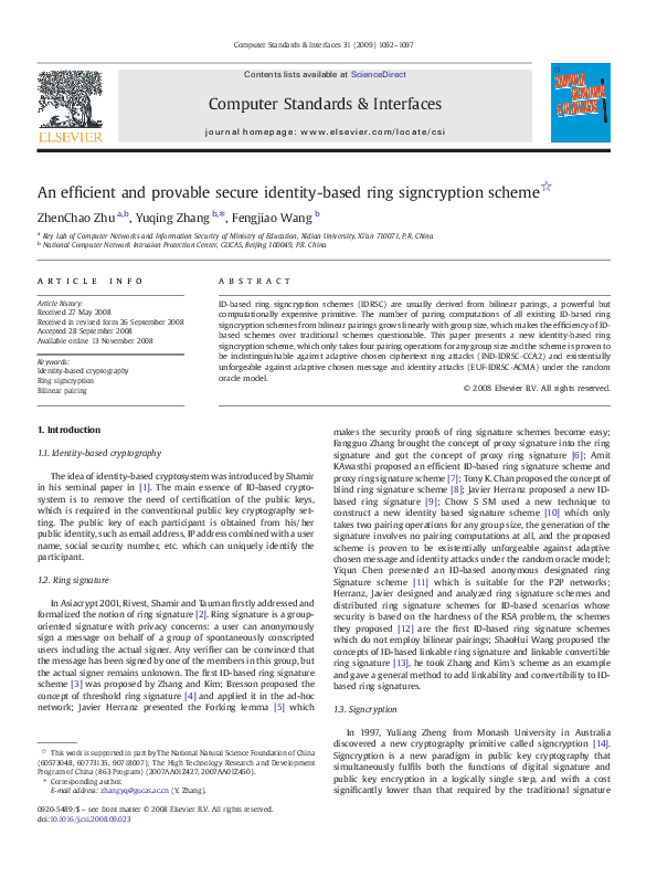 (PDF) An efficient and provable secure identity-based ring signcryption ... (PDF) An efficient and provable secure identity-based ring signcryption ...