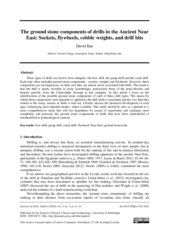 (PDF) The ground stone components of drills in the Ancient Near East ...