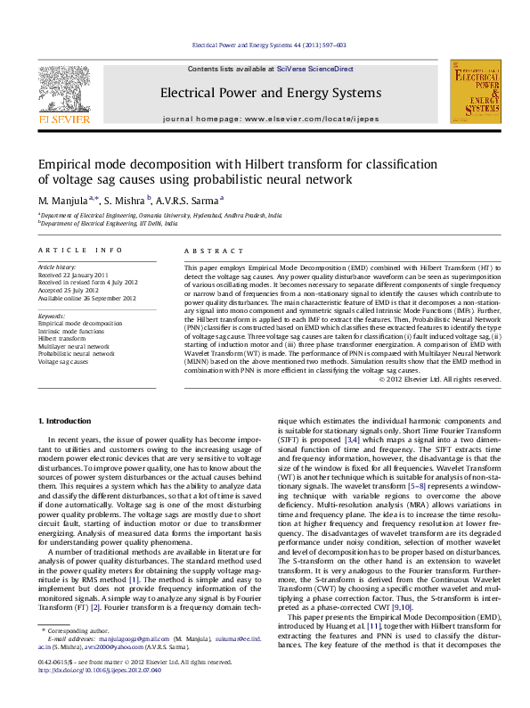 Pdf Empirical Mode Decomposition With Hilbert Transform For Power Quality Assessment