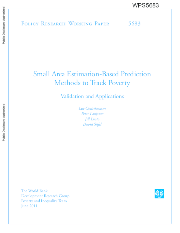Pdf Small Area Estimation Based Prediction Methods To Track Poverty 0452