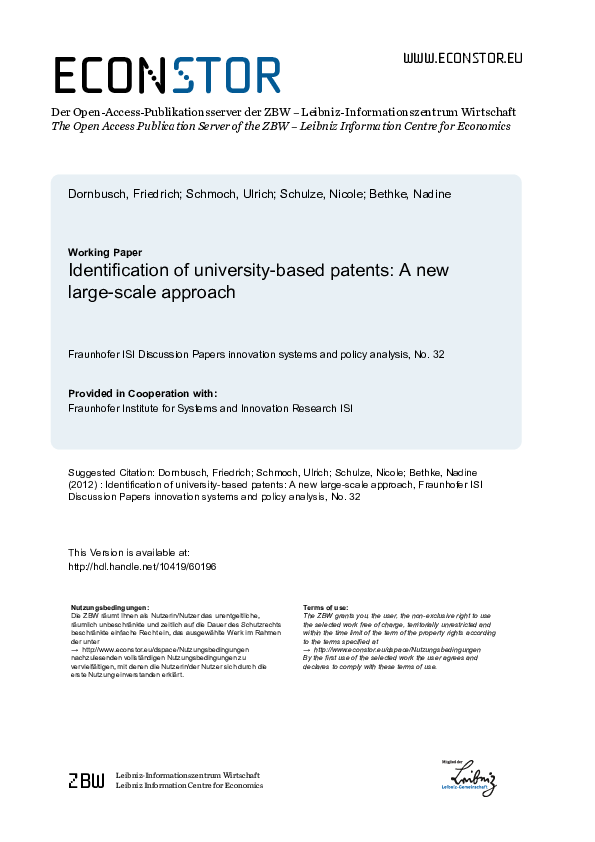 (PDF) Identification of university-based patents: A new large-scale ...