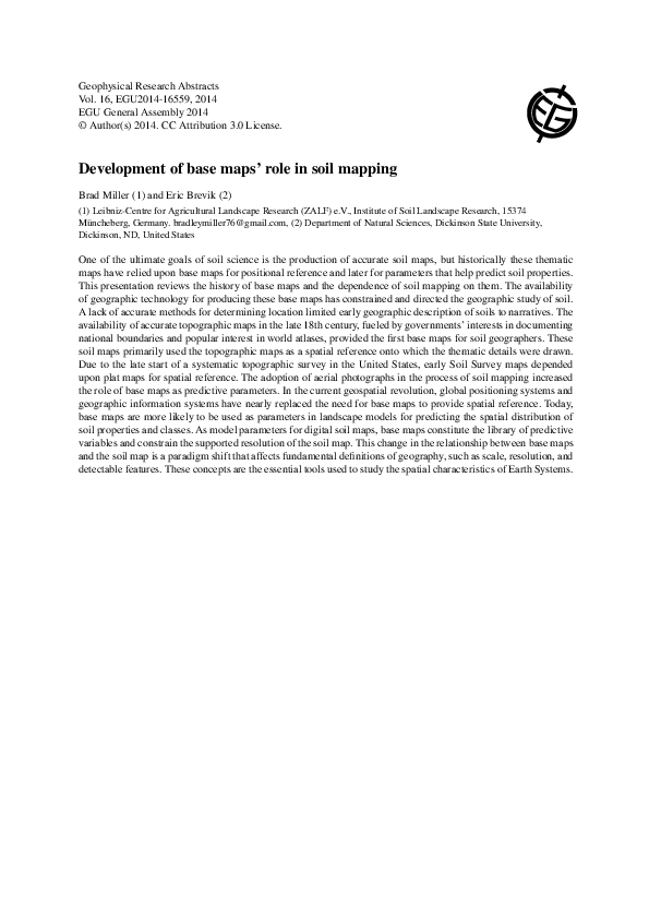 (PDF) Development of base maps' role in soil mapping