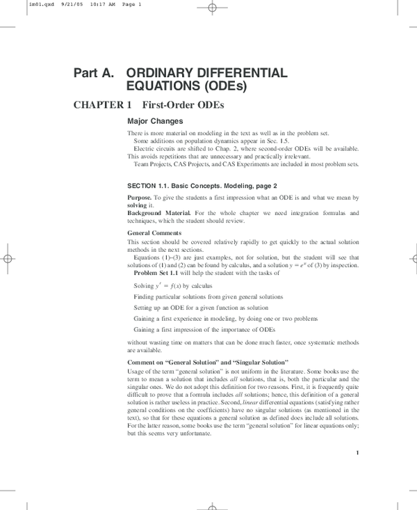 Pdf Part A Ordinary Differential Equations Odes Chapter 1 First