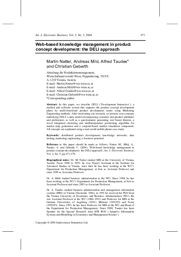 (PDF) Web-based knowledge management in product concept development: the DELI approach